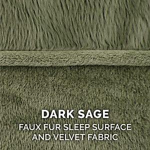 Furhaven Orthopedic Dog Bed for Large Dogs w/ Removable Bolsters & Washable Cover, For Dogs Up to 125 lbs - Faux Fur & Velvet Sofa - Dark Sage, Jumbo Plus/XXL