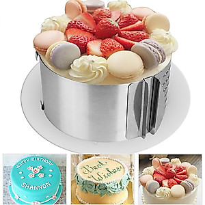 LIZHOUMIL 430 Stainless Steel Telescopic Mousse Ring, Rustproof with Scale Baking Cake Ring for Families Baking Rooms Height 15cm