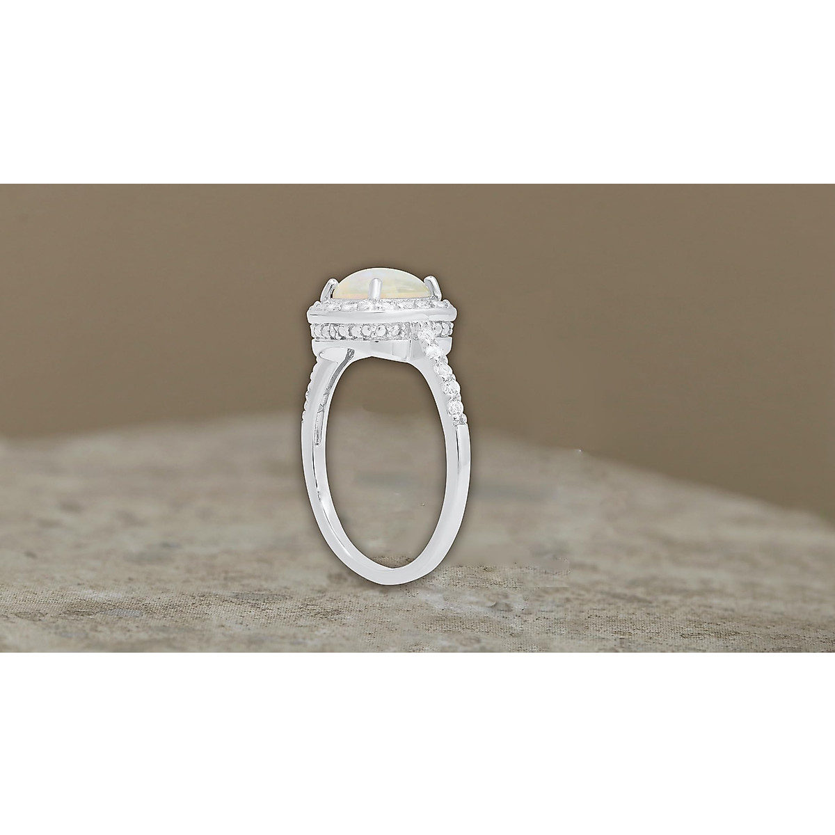 Dazzlingrock Collection 7 mm Cushion Lab Created Opal & Round White Sapphire Women Halo Style Vintage Traditional Engagement Ring | 925 Sterling Silver, Size 8