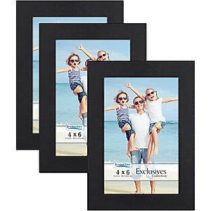 Icona Bay 4x6 Picture Frames (Black, 3 Pack), Sturdy Wood Composite Photo Frames 4 x 6, Sleek Design, Table Top or Wall Mount, Exclusives Collection