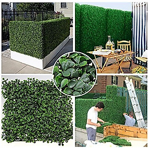Artificial Boxwood Hedge, Faux Greenery Wall, Privacy Hedge Screen, UV Protected Faux Greenery Mats, Boxwood Wall, Suitable for Both Outdoor or Indoor (20x20 Inch DarkG_12pc)