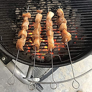 Grillers Choice Kabob Skewers, Set of 14, 15" Shish Kabob Skewers for Grilling. Made With Type 440 Stainless Steel, The highest Grade of Stainless Steel. Strong metal skewers.