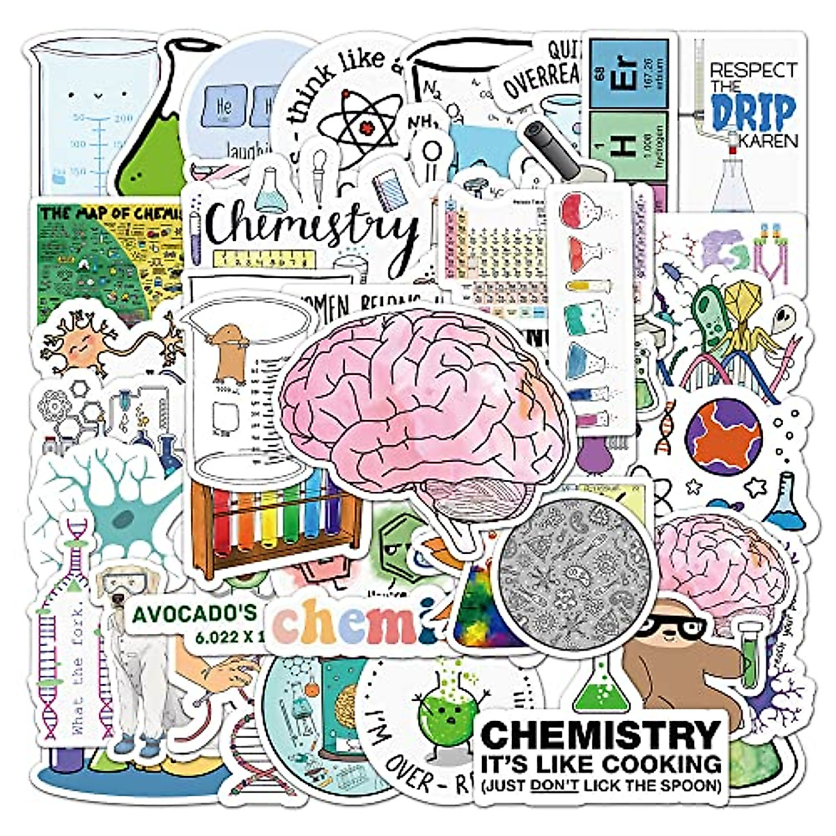 50PCS Pack Chemical Laboratory Equations Chemistry Stickers for DIY Laptops Stationery Phone Case Skateboard Gifts Decals for Kids Birthday Party