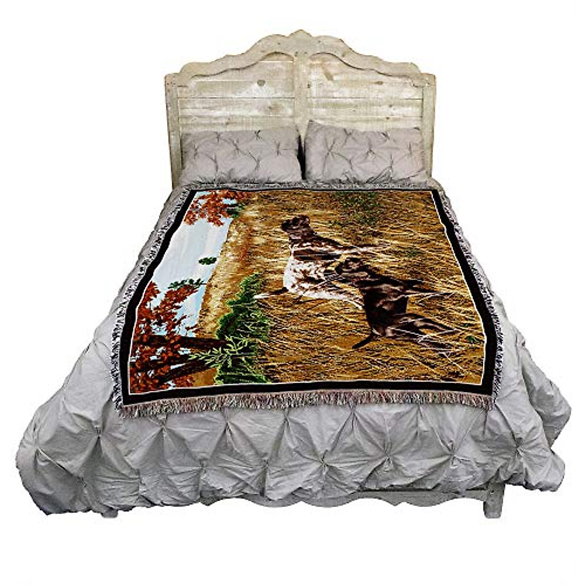 Pure Country Weavers Now We Wait German Shorthaired Pointer Blanket by Bob Christie - Gift for Dog Lovers - Tapestry Throw Woven from Cotton - Made in The USA (72x54)