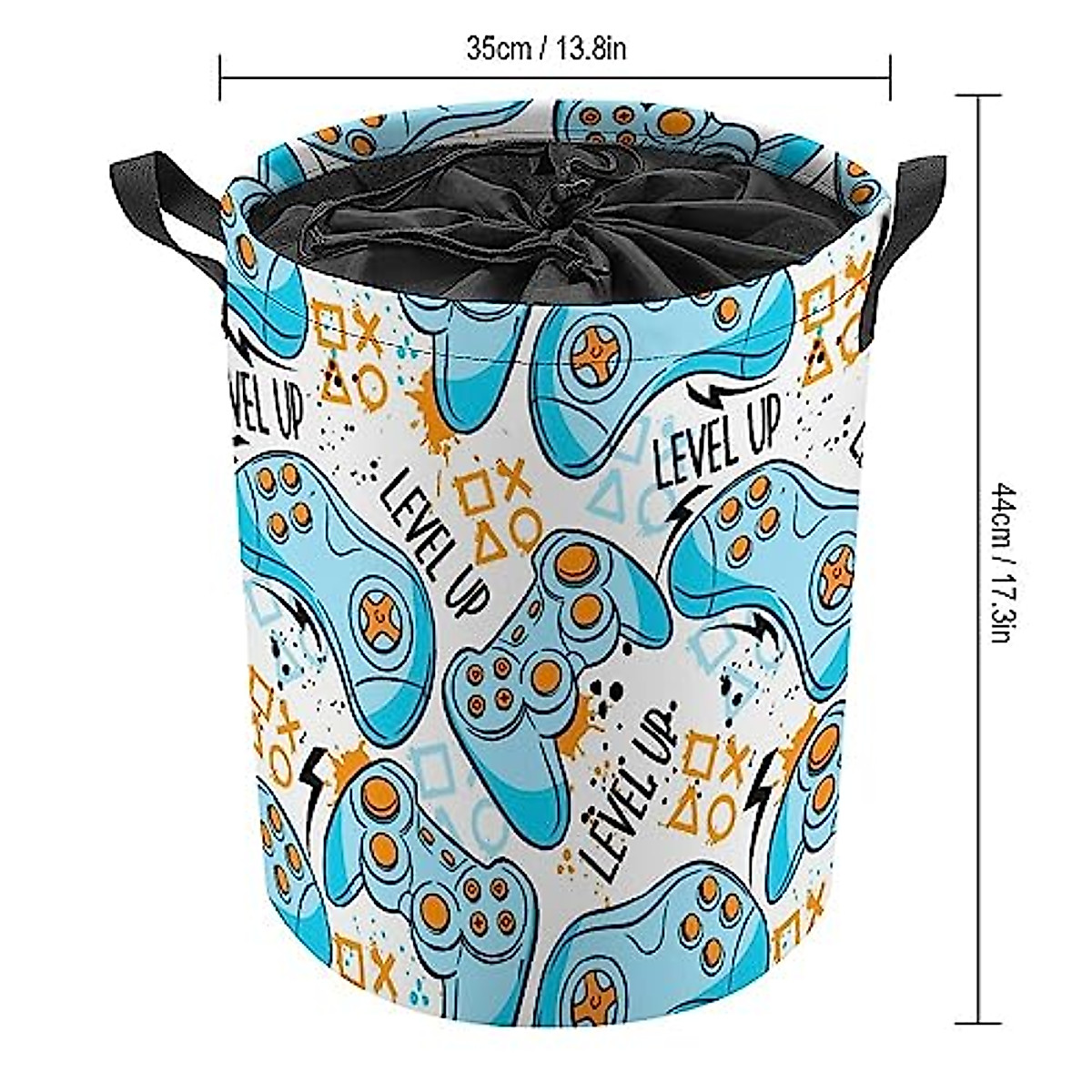 LynaRei Laundry Hamper Blue Joystick Gamepad Dirty Clothes Storage Basket Video Game Player Collapsible Waterproof Toy Organizer for Boys And Girls Bedrooms, Bathroom