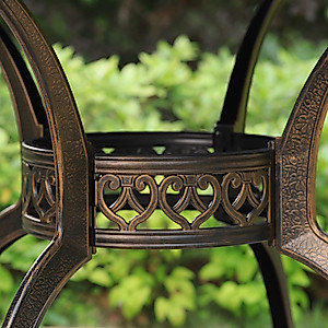 Sophia & William Cast Aluminium Patio Dining Table Round with 1.97" Umbrella Hole, Premium Bronze Outdoor Bar Bistro Table for Porch Balcony Backyard, 39" Dia x 28.3" H