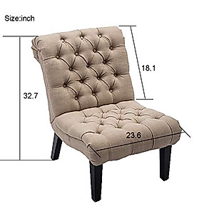 Haobo Home Armless Accent Chair Button Tufted Slipper Chair Side Chair for Living Room Dining Room Bedroom Funiture