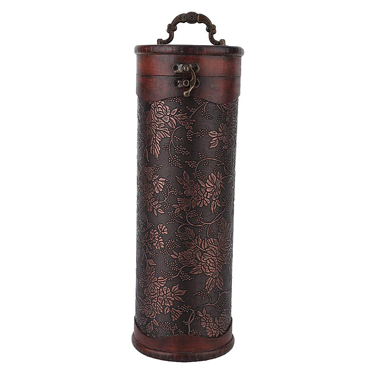 Garosa Retro Wooden Wine Gift Box Portable Vintage Round Wooden Single Red Wine Storage Box With Handle