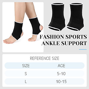 Haysandy 4 Pieces/ 2 Pair Kids Ankle Support Compression Kid Ankle Brace Elastic Kids Compression Socks Knitted Ankle Support Brace Ankle Sleeve for Jogging Running Fitness (Black, 5-10 Years)