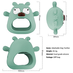 Teething Toys for Babies 3+ Months,Cute Dog Buddy Never Drop Silicone Teether Toys for Infants 3+ Months,Baby Chew Toys for Sucking Needs,BPA Free(Green)
