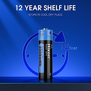Hixon 1.5V Rechargeable AA Lithium Batteries,16-Pack 3500mWh Double A Li-ion Battery,1600Cycles,Constant Ooutput,Max 3A Discharge.(Charger Not Included)