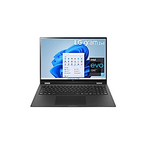 LG gram Ultra-Light Laptop, Evo i7-1165G7, 16" WQXGA (2560 x 1600) IPS 16:10 2in1 Touch Display, 21 Hr Battery Life, Wi-Fi 6, Thunderbolt 4, Stylus Pen, Fingerprint, Webcam (16GB RAM | 2TB PCIe SSD)