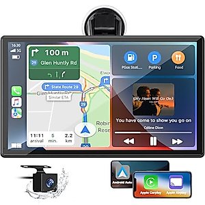 9-Inch Wireless Car Stereo with Carplay, Backup Camera, GPS Navigation, Android Auto - by LAMTTO