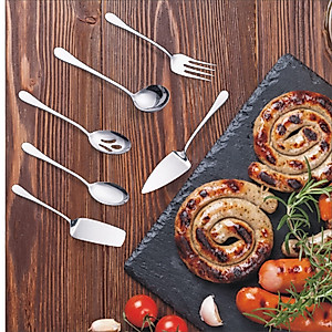 Hohscheid Serving Utensils Set Include Large Serving Spoons Slotted Serving Spoons Serving Forks Soup Ladle and Pie Server Buffet Catering Serving Utensils for Parties Entertaining
