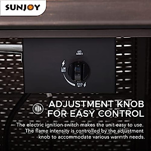 Sunjoy 38" Gas Fire Pit Table, Outdoor Patio Brown Square All-Weather Wicker Ceramic Tile Top Propane Burning Fire Pit Table with Lid and Lava Rocks