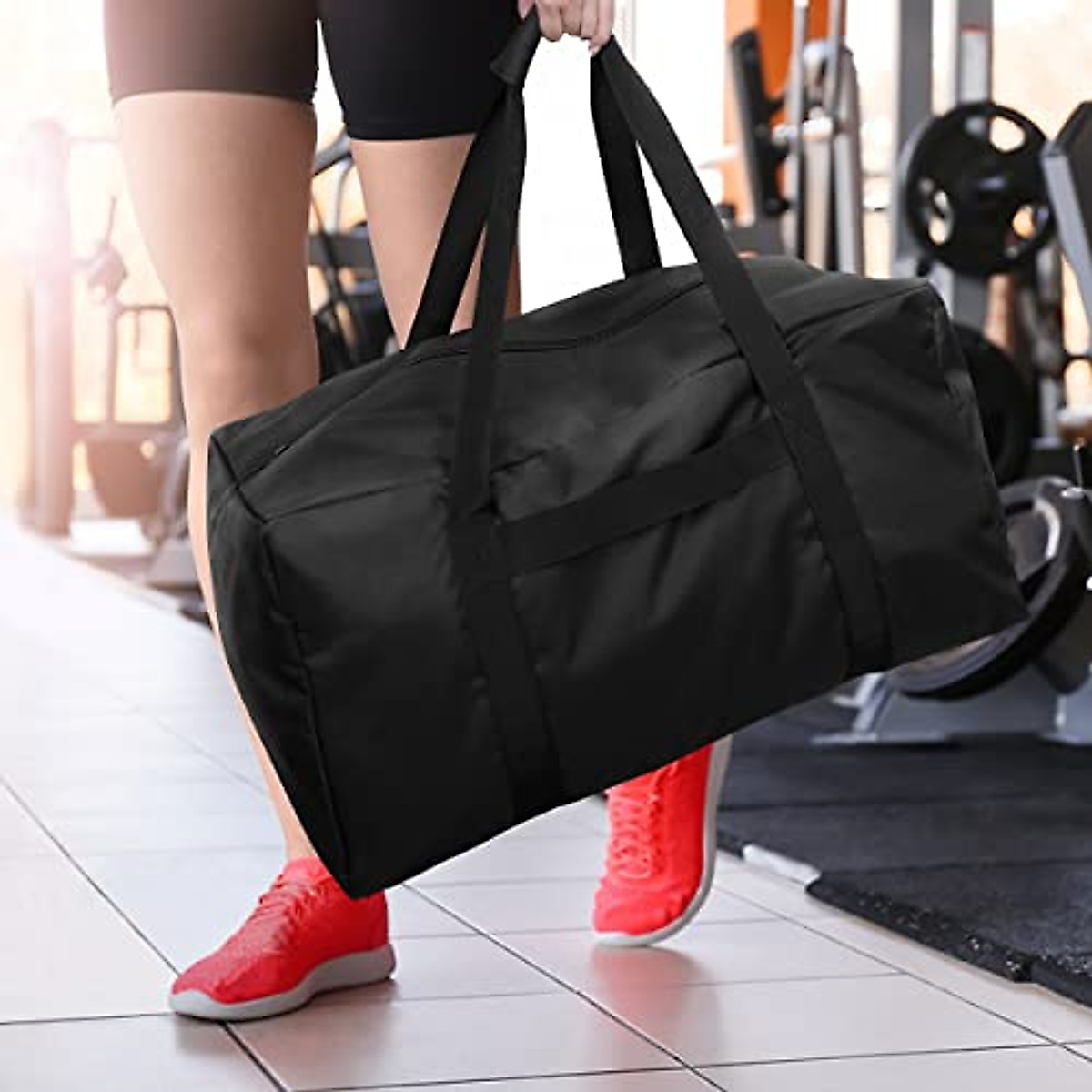 COOLBEBE 24" Sports Duffle Bag - 53L Travel Duffel Tote Bag with Upgrade Zipper Weekender Overnight, Durable & Water Resistant, Camping duffle Black