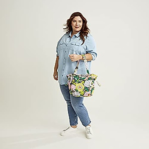 Vera Bradley Women's Cotton Glenna Satchel Purse, Perennials Gray - Recycled Cotton, One Size