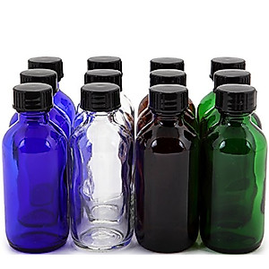 Vivaplex, 12, Assorted Colors, 1 oz Glass Bottles, with Lids