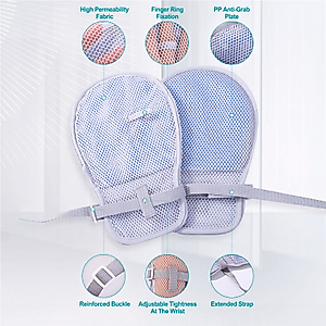 lefeke Medical Restraint Gloves - 2Pcs, Hand Protective Gloves Meshed for Dementia Patients or Elderly, Autistic Child, Bed Restraints Mitts, Limb Holder, Movement Limited Ties for Hands