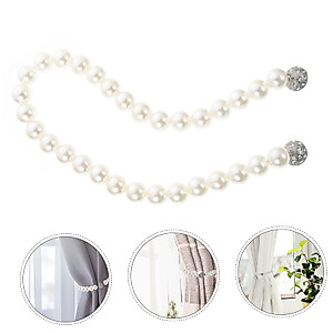 Homoyoyo 1pc Curtain Tie White Tie Plastic Stand Drape Tiebacks White Cotton Curtains Curtain Holdbacks Window Curtains Curtain Buckle Magnet Abs Pearls Magnetic Stand Magnetic Force