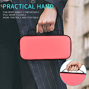 DLseego Carrying Case for Nintendo Switch lite, Newest Design Portable Travel Carrying Case 4 in 1 Accessories Kit with 1 Pcs Glitter case, 2 Pcs Screen Protectors and 4 PcsThumb Grips Caps -- Pink