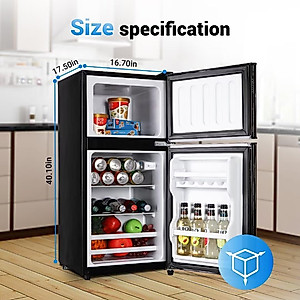 rosmena Mini Fridge, 4.0 Cu.Ft Apartment Size Refrigerator, Samll Refrigerator, dorm fridges with freezer for Apartment, Office, Kitchen, Dorm, Compact Refrigerator with 7 Temperature Modes