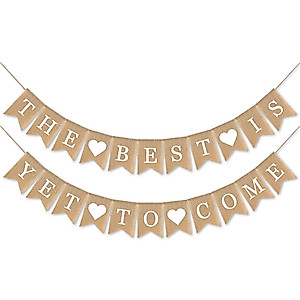 SWYOUN Burlap The Best is Yet to Come Banner Bachelorette Engagement Wedding Graduation Bridal Shower Party Decoration Baby Shower Supplies