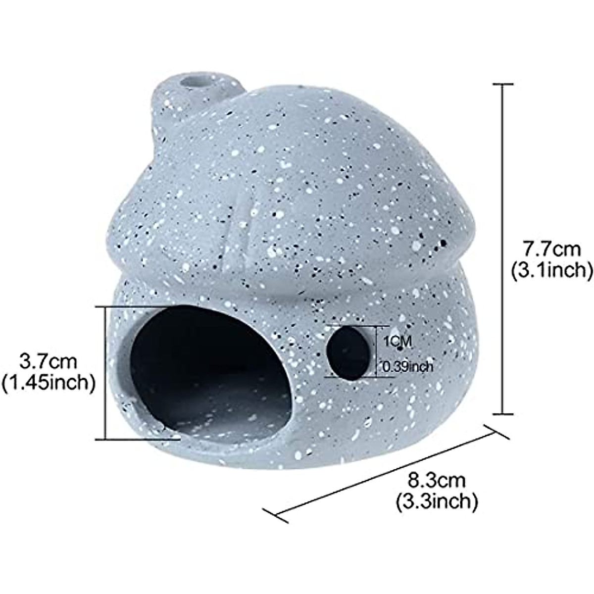 Saim Aquarium Decor Ceramic Mushroom House Ornament Landscape Decor for Small Shrimp to Rest and Breed - Grey