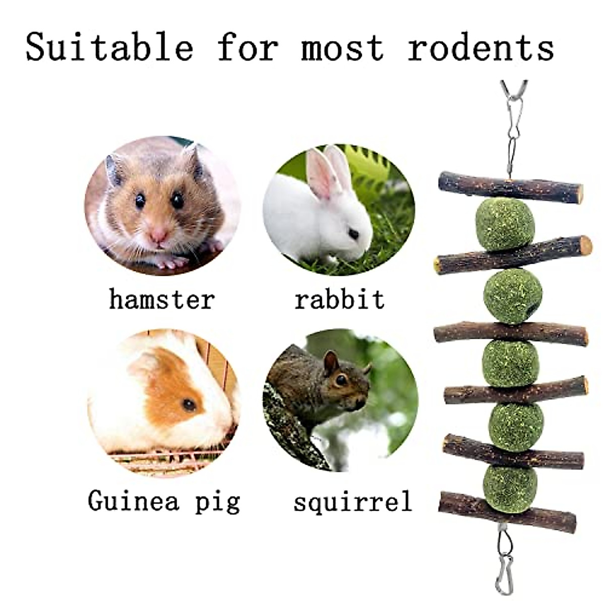 MYYZMY 3 Pcs Bunny Chew Toys, Rabbit Chew Toys for Teeth Grinding, Natural Organic Apple Wood Stick for Improve Rabbits Guinea Pigs Hamsters Dental Health