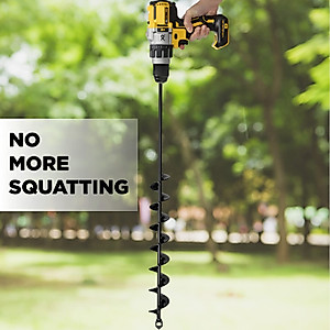 K-Brands Auger Drill Bit for Planting – 2 x 32 Inch - No Squat Garden Spiral Hole Drill Planter for Bulb Planting, Bedding Plants, Umbrella Holes - 3/8 Inch Hex Drive Drill