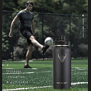 Stainless Steel Water Bottle With Straw Lid Double Walled Vacuum Insulated Metal Thermos Flask Leakproof 32OZ Army Green