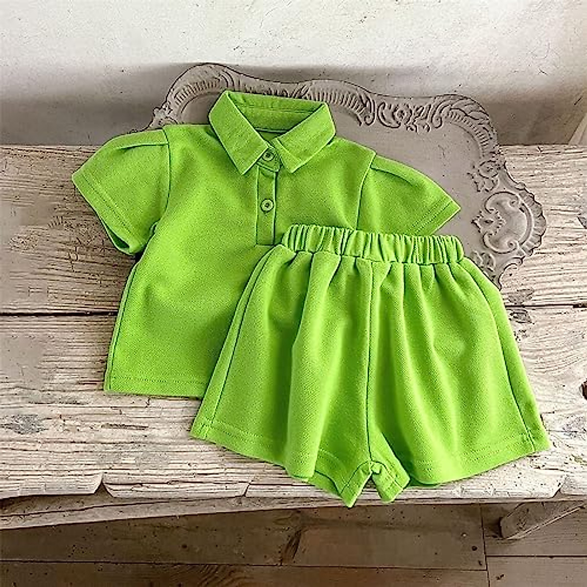 Junsyuffk Teen Girl Clothes Baby Boy Girls Cotton Linen Shorts Set Short Sleeve T-Shirt Top Elastic Waistband Shorts Set Summer Outfit Clothes 12 Month Boy Clothes Green