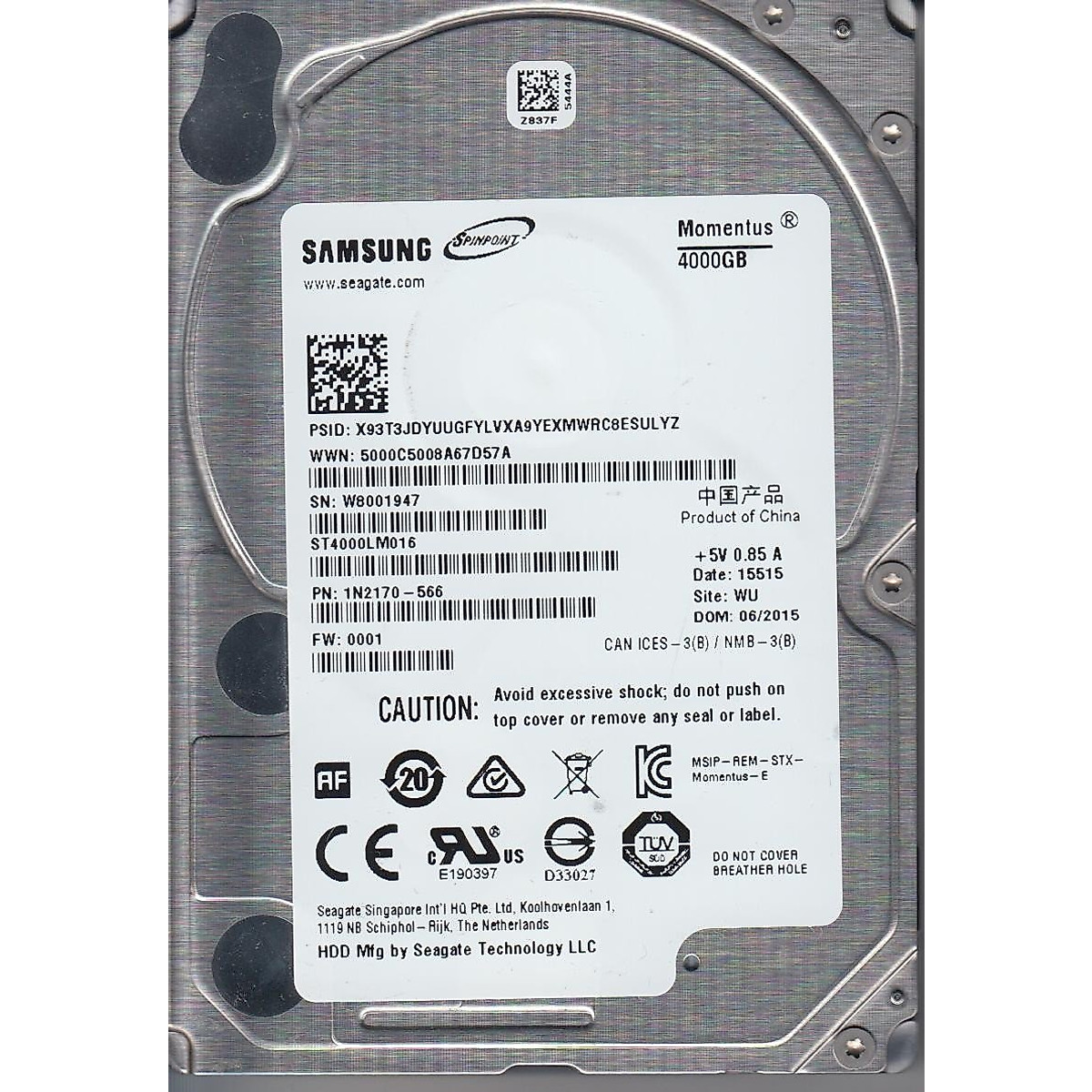 Samsung Momentus 4TB SATA III 5400 RPM 2.5-inch Hard Drive (ST4000LM016 )