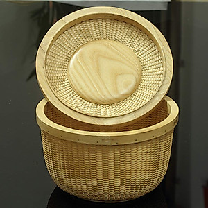 Teng Tian lidded home storage Rattan Handicrafts Casual Style Circular Basket rattan baskets for organizing sewing kits for adults