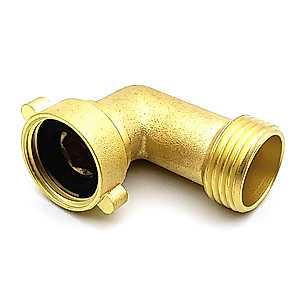 2 Pack Brass Garden Hose Elbow Connector Garden Hose Adapter Garden Hose Fitting with 2 Pressure Washers, 90 Degree