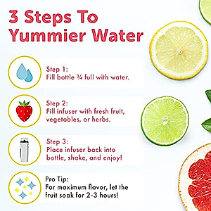 Fruit Infuser Water Bottle - 32 oz Large, Leakproof Plastic Fruit Infusion Water Bottle for Gym, Camping, and Travel