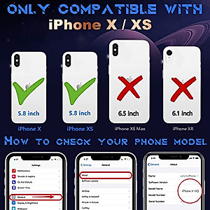 Coralogo for iPhone X/iPhone Xs Case Astronaut Cute for Women Girls Girly Unique Black Phone Cases with Astronaut Hidden Stand Kickstand 6D Design Cover for iPhone X/XS 5.8 inch