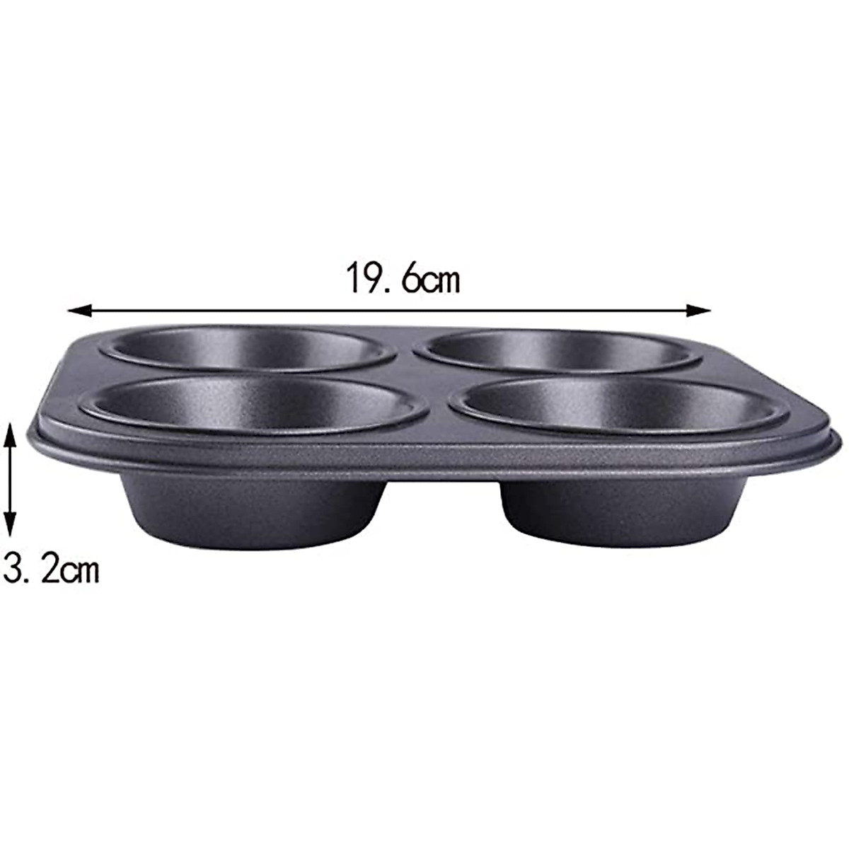 CZ-XING Cupcake Bakeware Pan and Muffin Cake Pan，4 Cup/Non Stick Carbon Steel Cupcake Baking Pan Quick Release Coating Oven Cake Tray Molds (Black 3Pcs)