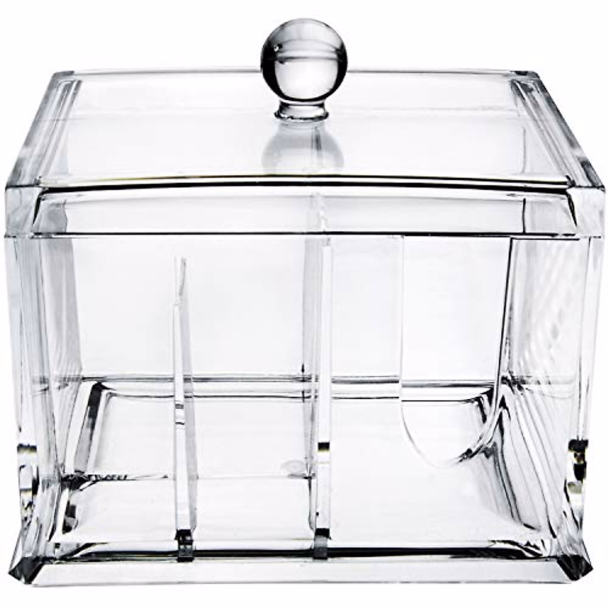 Kryllic Cotton Pad Organizer - Qtip Holder - Cotton Pad Holder - Acrylic Qtip Holder Cotton Organizer - Qtip Dispenser with Lid, Bathroom Storage - Qtip Container