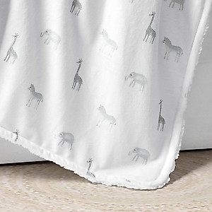 Lush Decor Baby Jungle Adventure Sherpa Blanket, Gray 30" x 40"