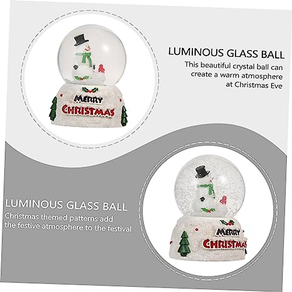 BESTOYARD 1pc Crystal Ball Music Decor Prom Gifts LED Snow Globes Light up Xmas Globe Christmas Light Xmas Ball Tabletop Adornment Glowing Glass Balls Winter Decorate LED 3D