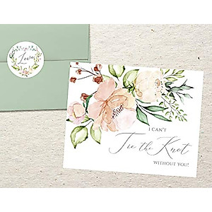Moonrise Papery Set of 10 I Can't Tie the Knot Without You! Cards with Envelopes and Seals, Wedding Party Proposal Cards, Folded Card, Blank Inside