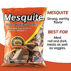 Wood Chips for Smoking Variety Pack, 2 Lbs Each, Apple, Mesquite, Hickory & Cherry Flavor Wood Chips for Smokers & Grills, Bake, Roast, Braise and BBQ, 4-Pack | USA Made