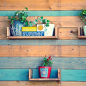 3 Pieces Wooden Welcome Summer Blocks, Farmhouse Wood Welcome Summer Tiered Tray Decor, Rustic Sun Wooden Sign Table Decor for Summer Desk Shelf Window Tiered Tray