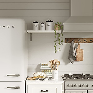 Barnyard Designs Black White Canister Sets for Kitchen Counter, Vintage Kitchen Canisters, Country Rustic Farmhouse Decor Kitchen, Coffee Tea Sugar Farmhouse Kitchen Decor, Metal, Set of 3