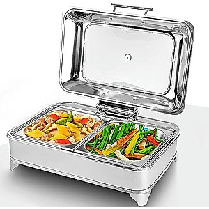 Chafing Dishes Chafing Dish Buffet Set, Food Warmers Server Warming Tray Round Rectangular Chafers, Stainless Steel Square Chafer, Round Food Warmer Chafing For Catering Warmer Chafer Set, Energy Effi