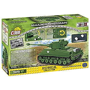COBI Historical Collection M4A3E8 Sherman (Easy Eight) Tank, Army Green,316 pcs