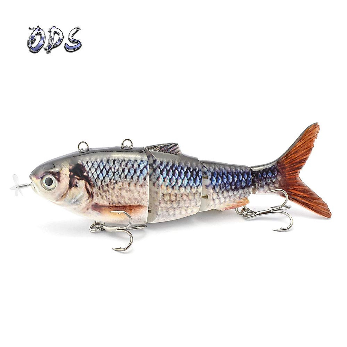 ods lure Robotic Swimming Lure Electric Fishing Lure USB Rechargeable 4-Segment Swimbait with Fishing Hooks for Bass Trout Perch Muskie (C)