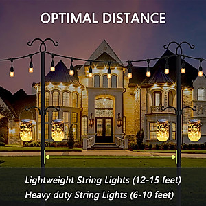 RINLAIN String Light Poles 2 Pack,110IN Height Adjustable Metal Stand Pole with Hooks for Hanging String Lights,Garden, Backyard,Patio Lighting Stand for Parties,Wedding