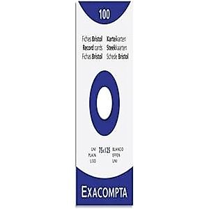 Exacompta - Ref 13301E - Bristol Plain Board for Printing (Pack of 100) - 75 x 125mm in Size, 205gsm Card, Compatible with Printers - Suitable for Exam Revision & Notes - White